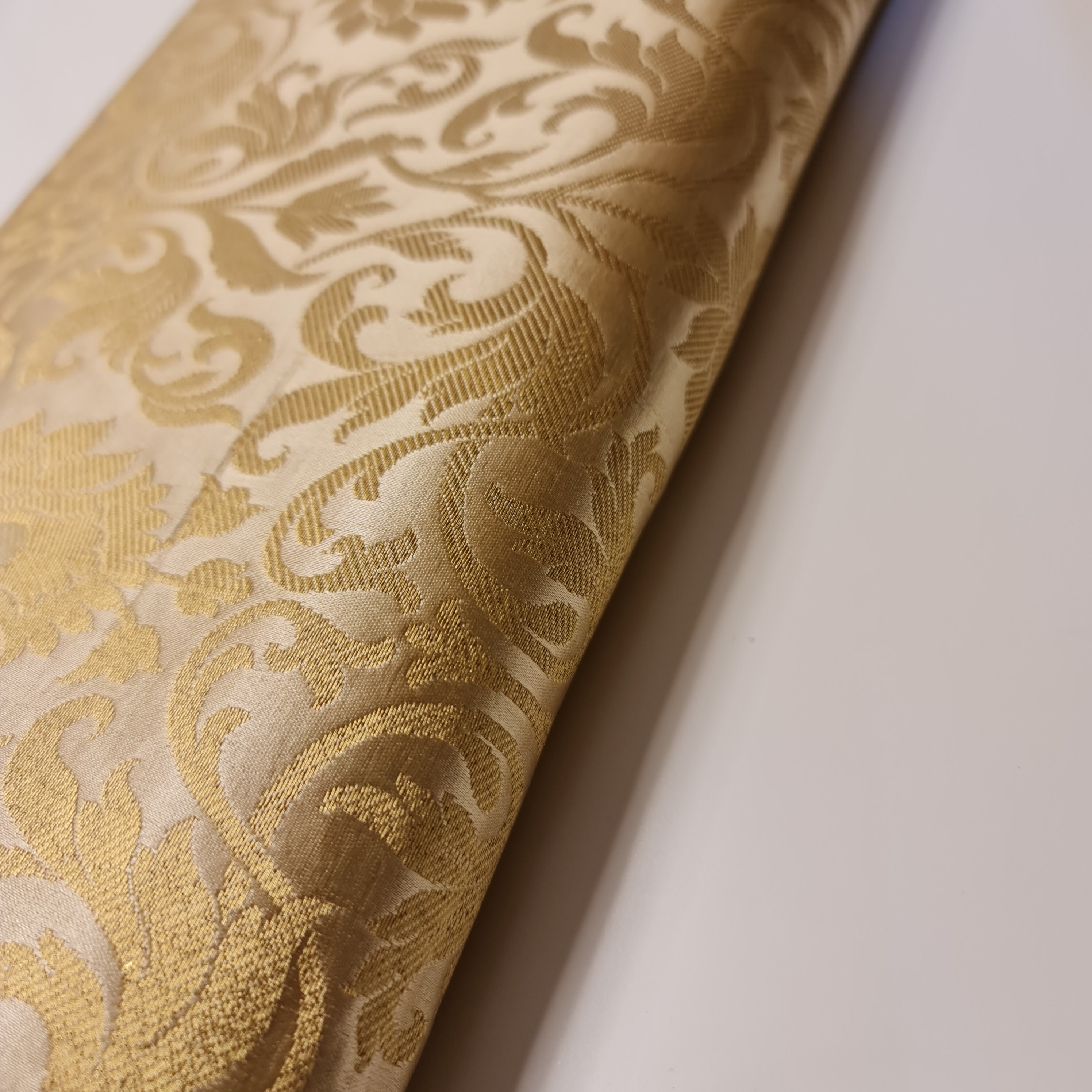 Luxurious Ornamental Paisley Gold Metallic Print Indian Poly Silk ...