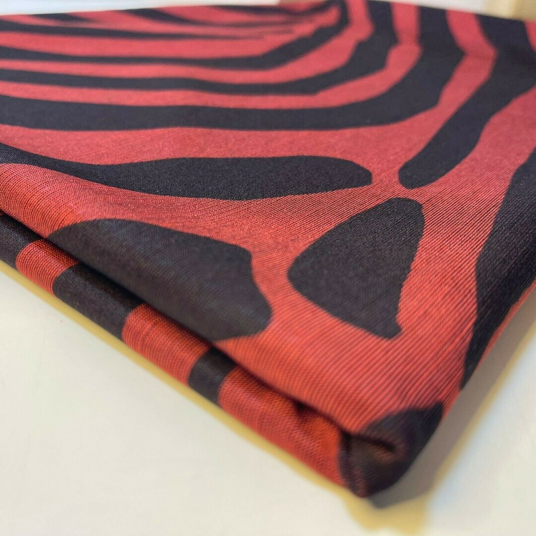 Zebra Schwarz Rot ITY Jersey Stoff 58"Elastan 4-Wege Stretch Meterware ...