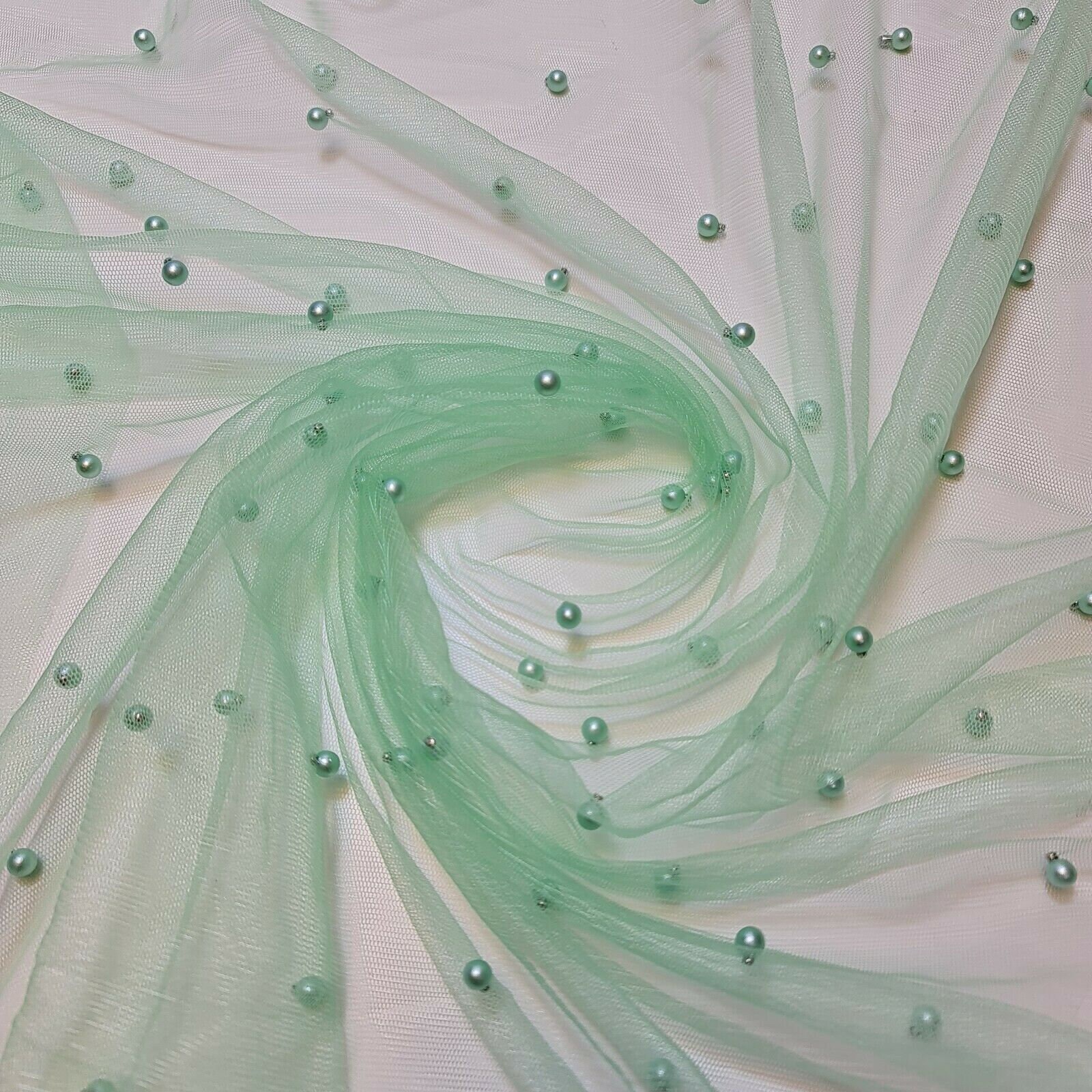 Tulle Beaded Pearl Lace Net Fabric Bridal Veil Wedding Backdrop Décor ...