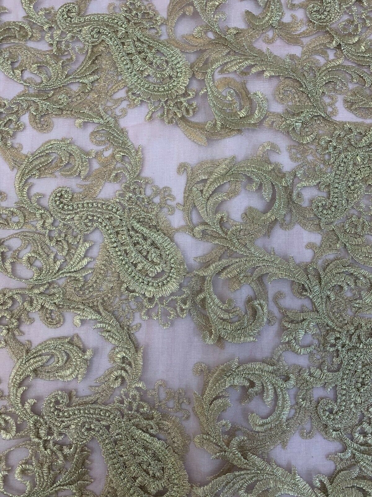 Paisley Gold Metallic Thread Gold Embroidery Pink Net - Etsy