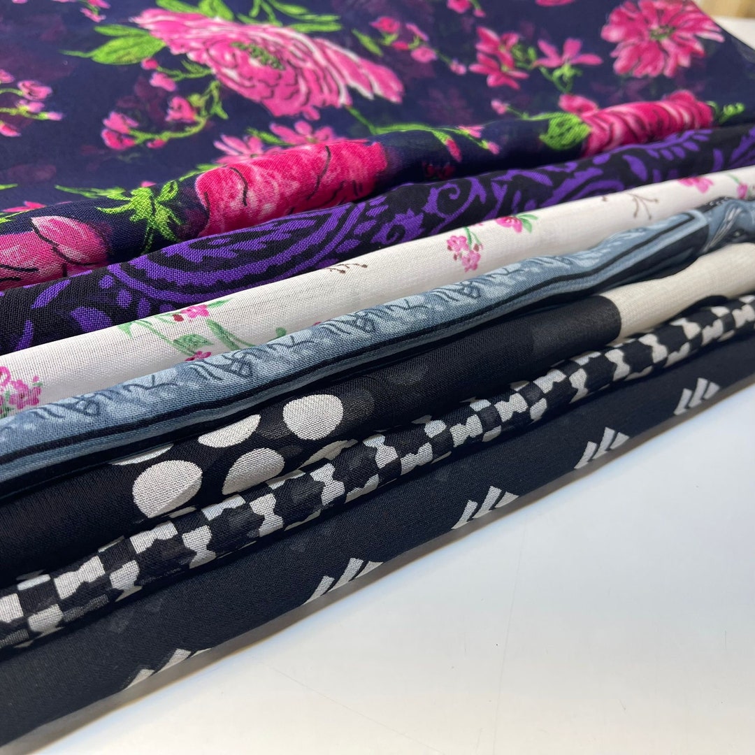 Sheer Chiffon Crepe Paisley, Floral Print Dress Drape Fabric Material ...
