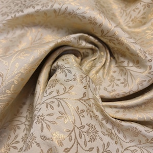Luxurious Ornamental Paisley Gold Metallic Print Indian Poly Silk ...