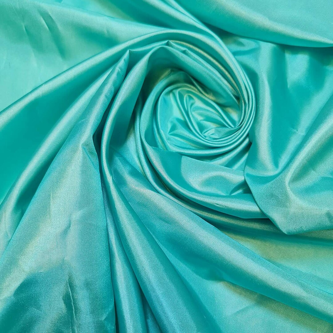 Aqua Plain Coloured Habotai Silk Lining Fabric – 100% Polyester, 150cm ...