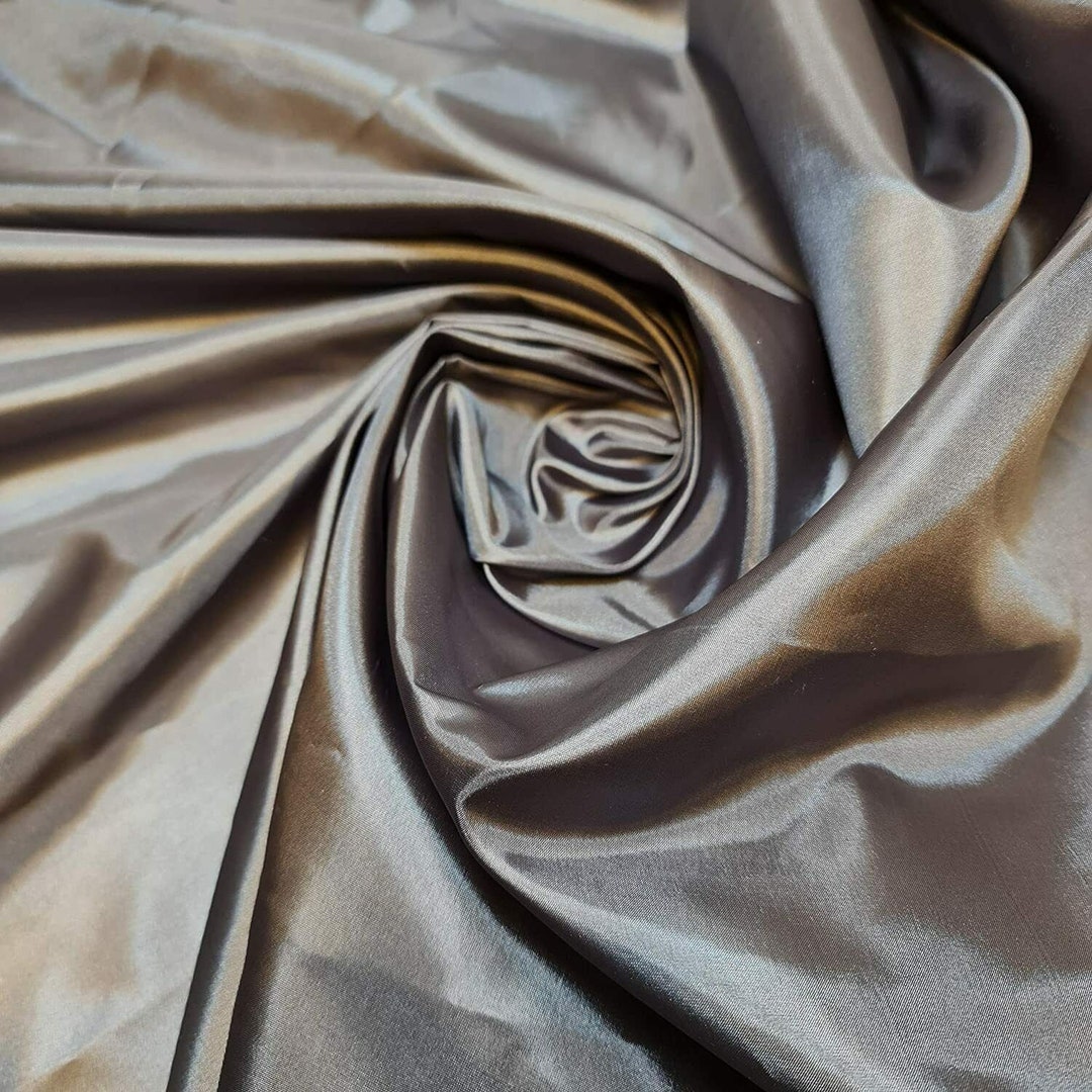 Dark Grey Plain Coloured Habotai Silk Lining Fabric – 100% Polyester ...