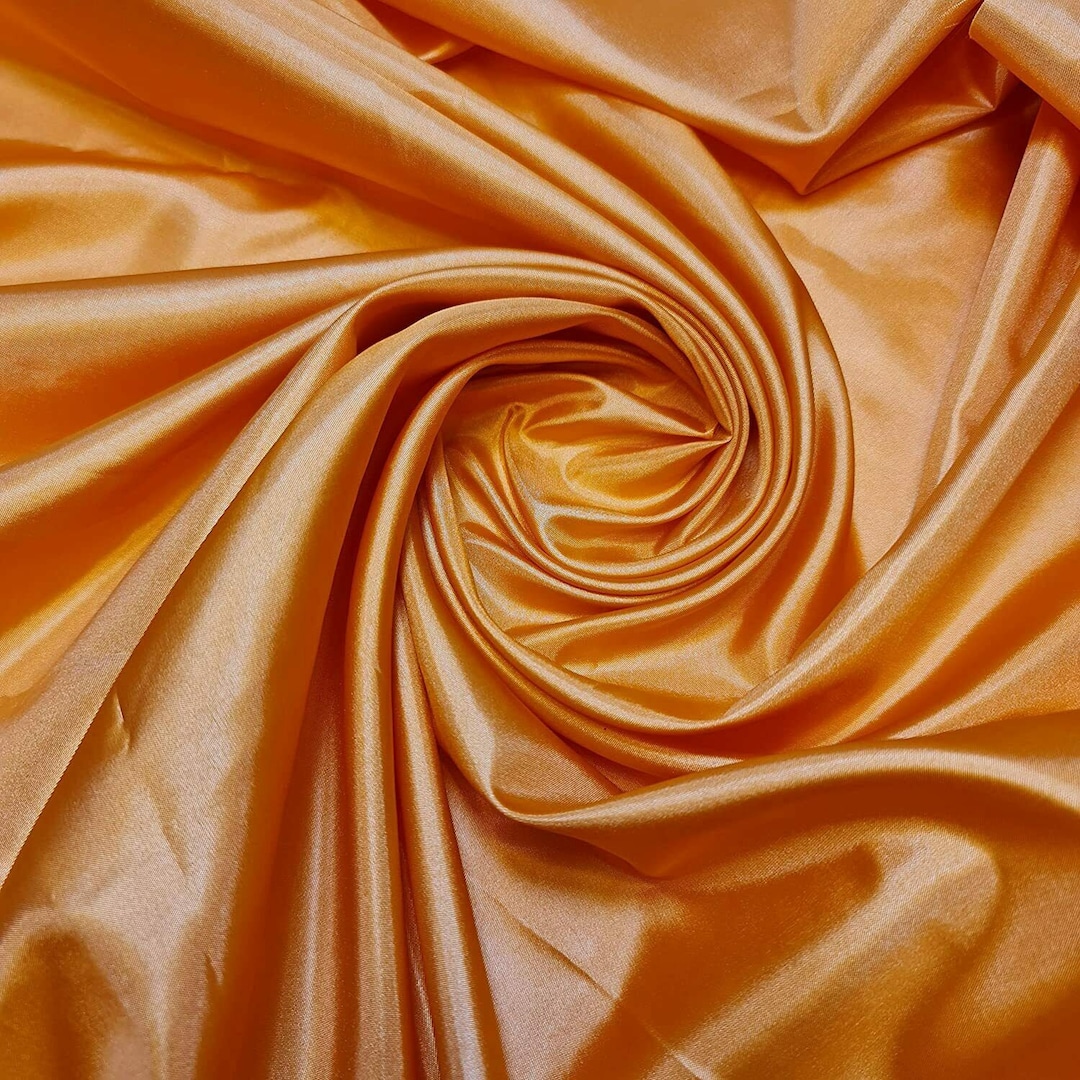 Mustard Plain Coloured Habotai Silk Lining Fabric – 100% Polyester ...