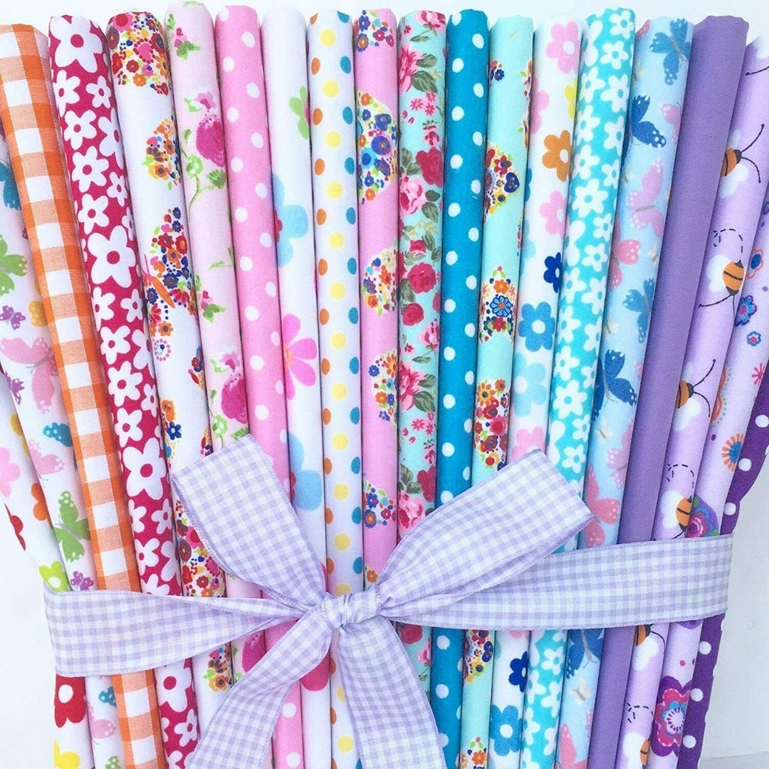 20 Piece Polycotton Bundle of Assorted Floral's and Spotty Fabrics 25 ...