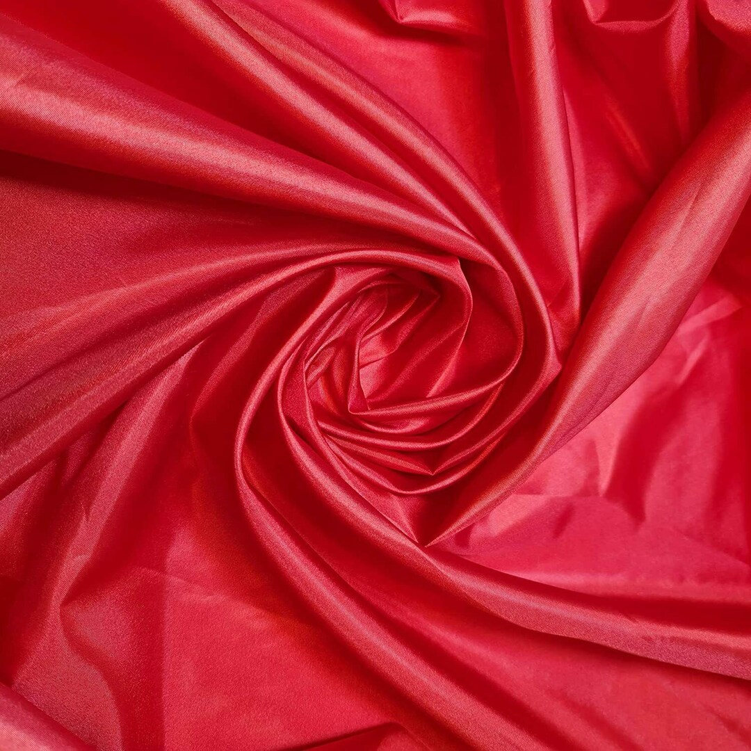 Red Plain Coloured Habotai Silk Lining Fabric – 100% Polyester, 150cm ...