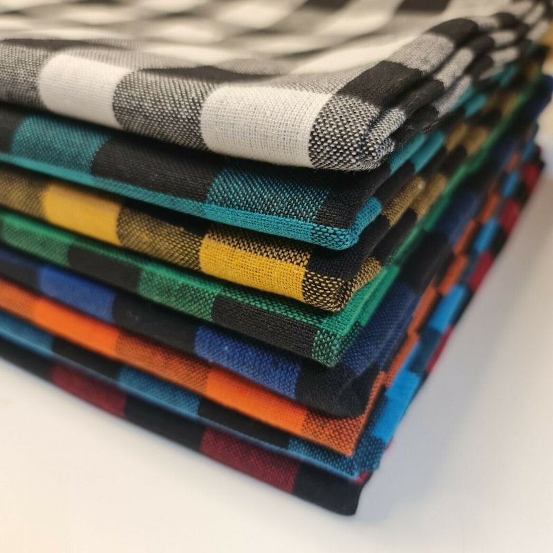 Grid Check Linen Fabric - Etsy UK