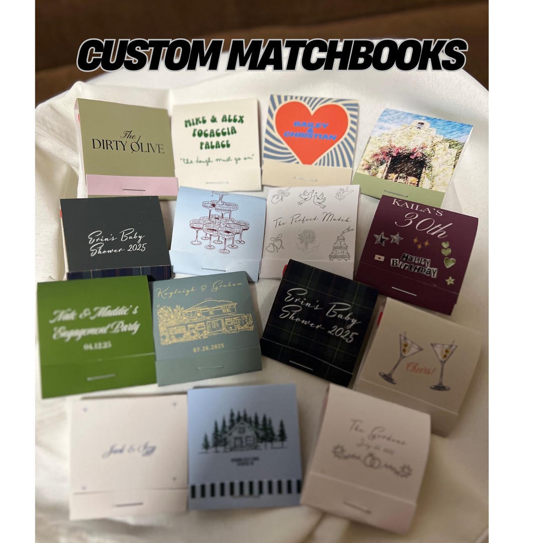Custom Matchbooks Wedding Match Favors Match Books Candle Matches Party ...