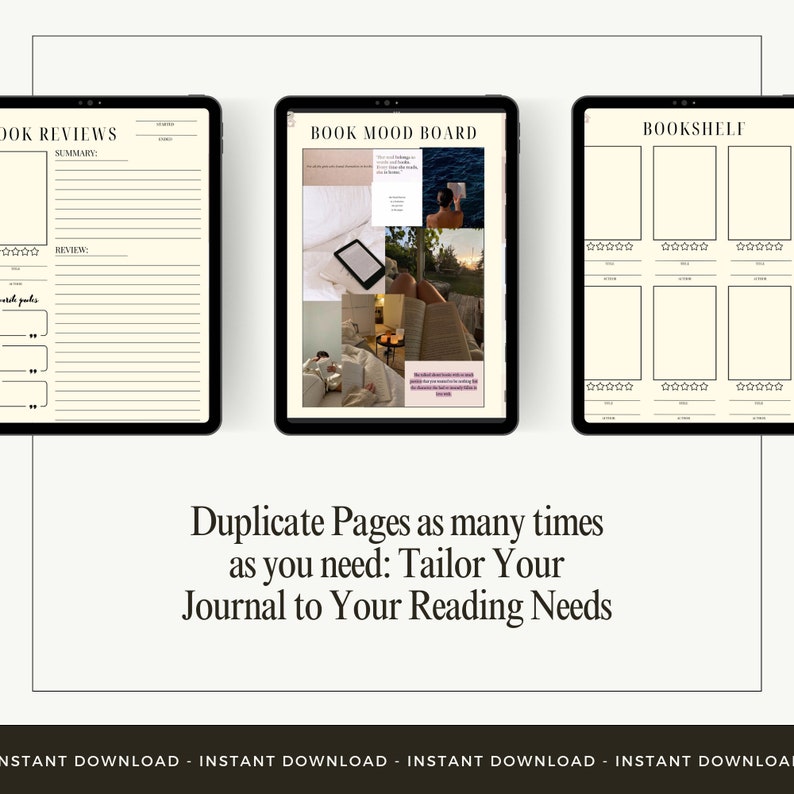 Digital Book Journal, Printable Reading Journal, Digital Reading ...