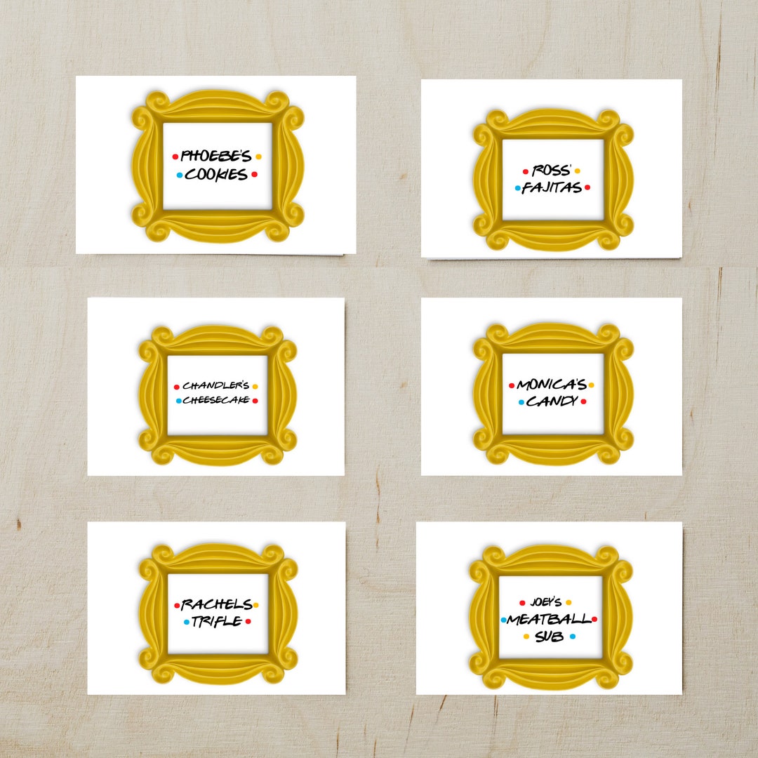 Friends Inspired Party Food Place Cards Labels - Editable Custom ...