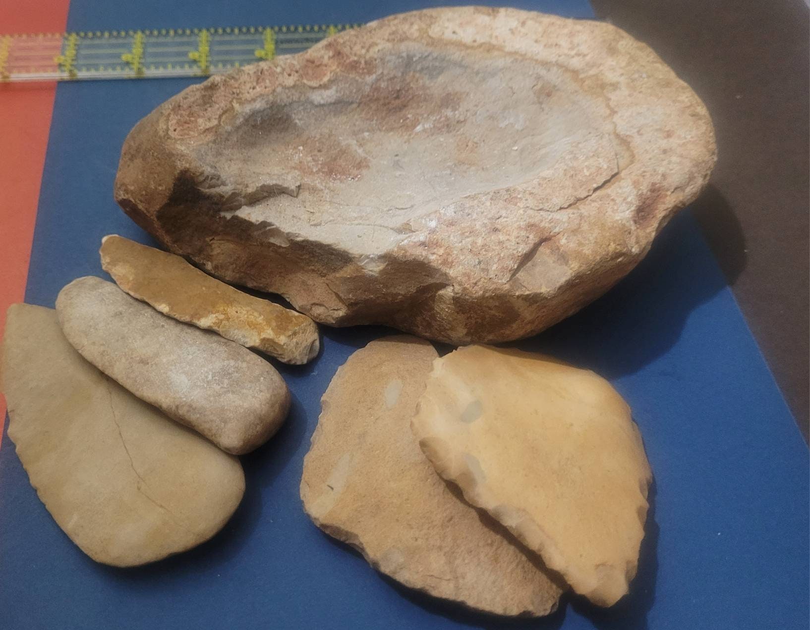 Native American Artifact Grinding Pit W 5 Blades - Etsy