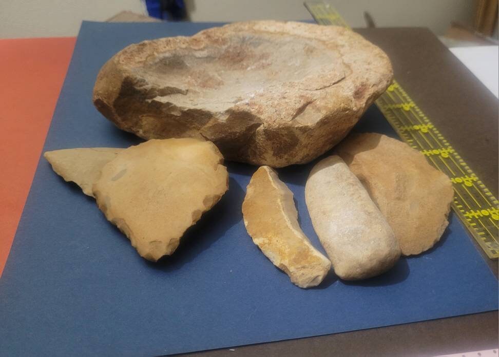 Native American Artifact Grinding Pit W 5 Blades - Etsy