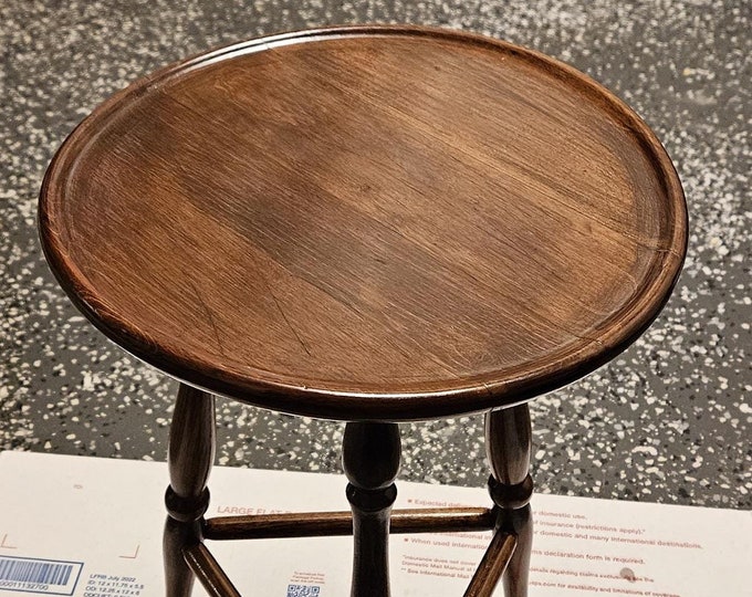 Antique Hand Crafted Solid Wood Small 3 Spindle Legged Side Table Plant ...