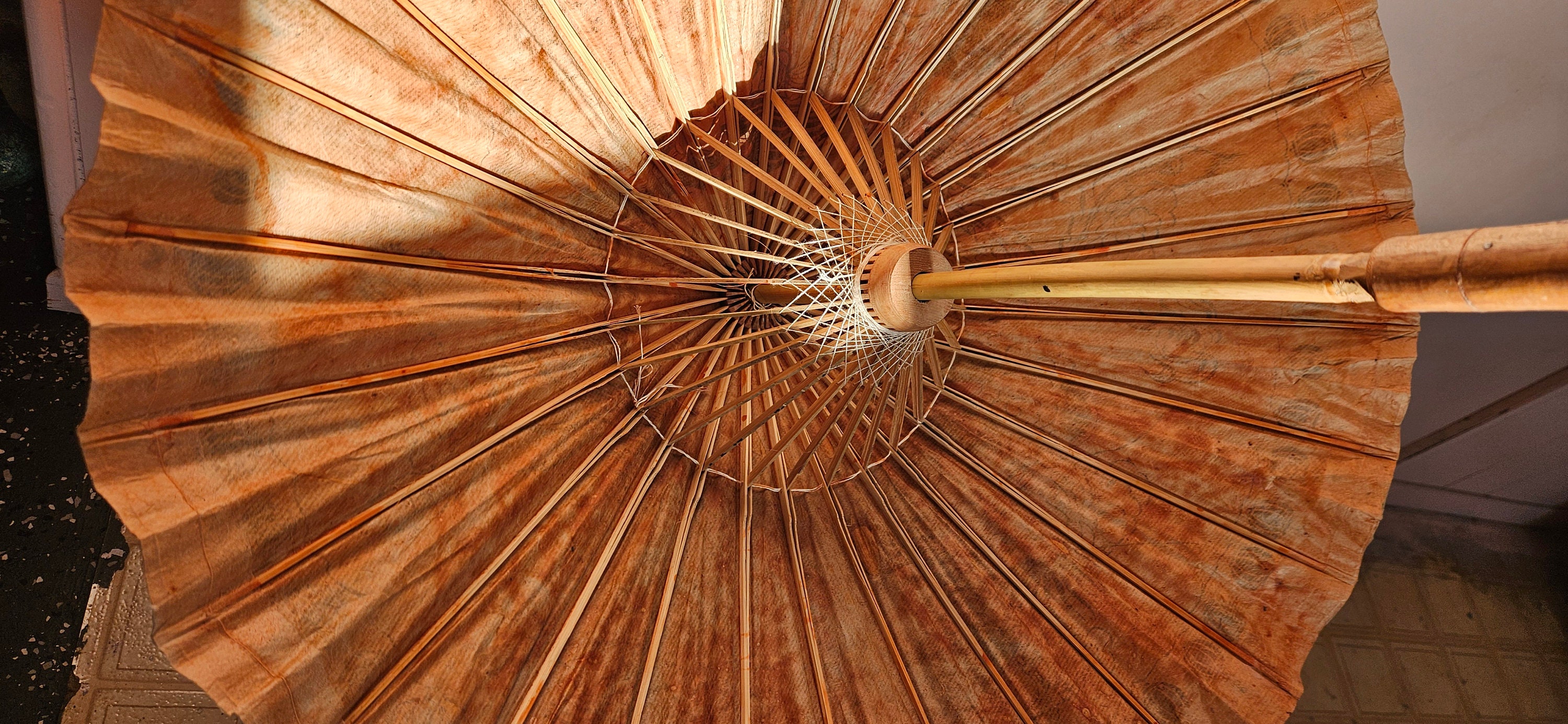 Rare 1930s Antique Chinese Oil Paper and Bamboo Umbrella Parasol ...