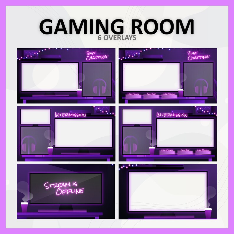 Purple Gaming Room - Twitch Overlays - Etsy