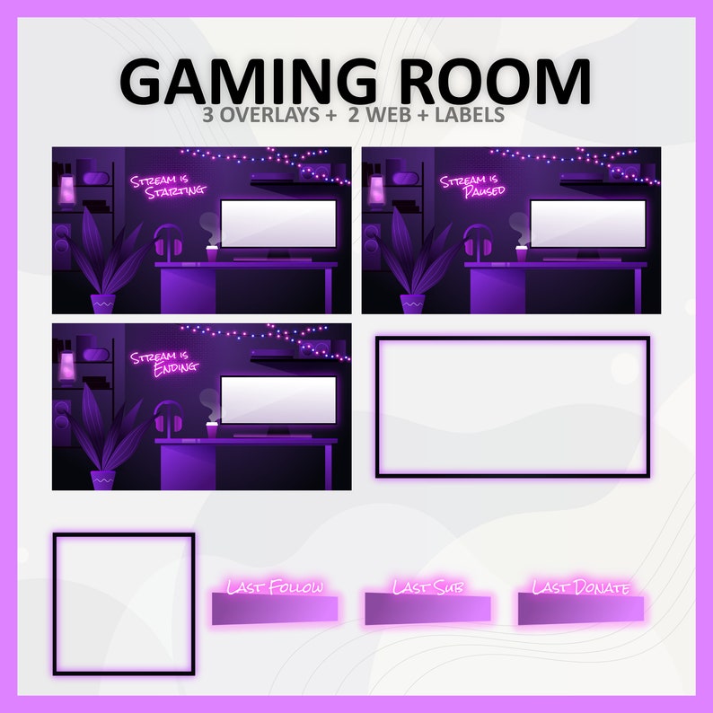 Purple Gaming Room - Twitch Overlays - Etsy