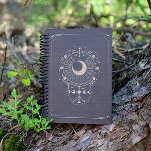 Engraved Wood Notebook, Moon Journal - Etsy