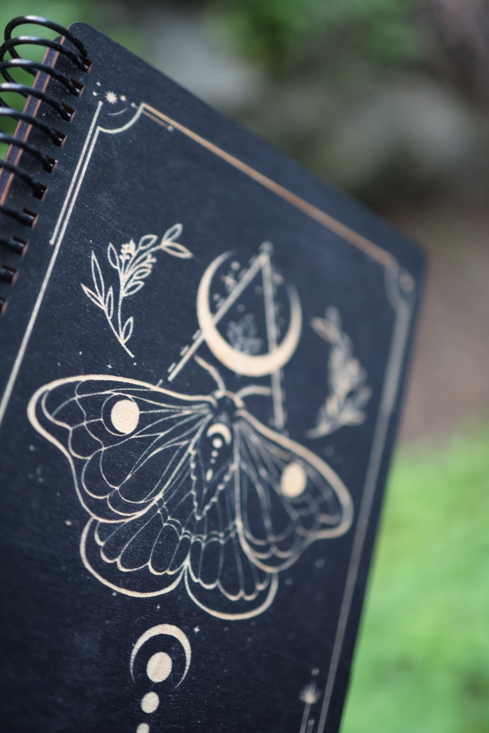Moth Wooden Notebook Moon Witch Journal Sketchbook Journal - Etsy