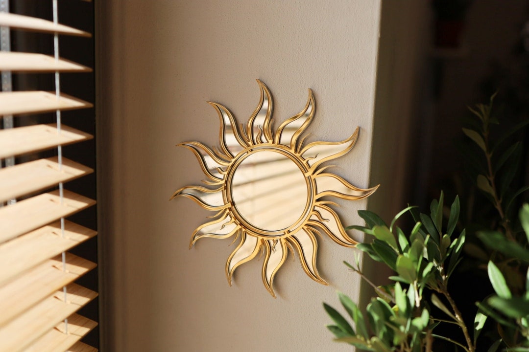 Sun Mirror Round, Golden, Sunny Wall Mirror - Etsy