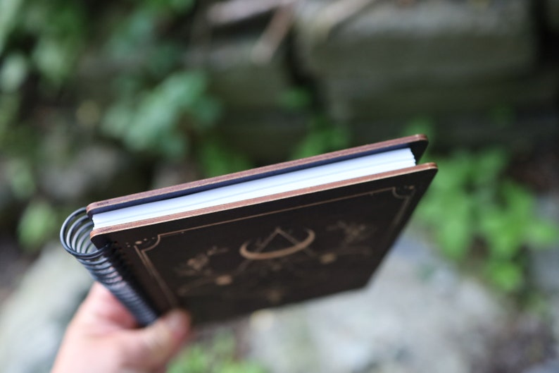 Moth Wooden Notebook, Moon Witch Journal, Sketchbook, Engraved Notebook ...