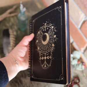 Engraved Wood Notebook, Moon Journal - Etsy