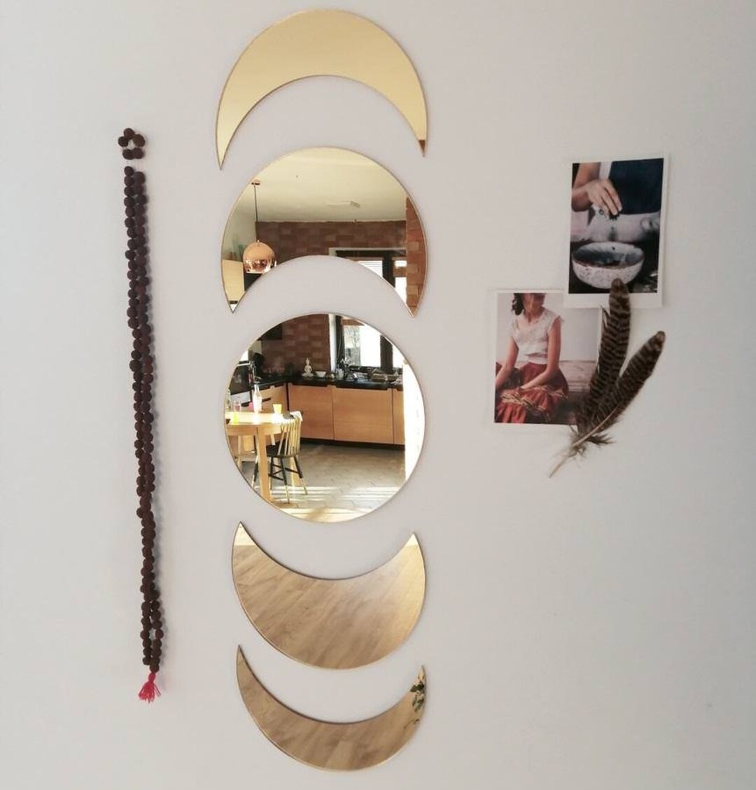 Moon Phase Mirror Set Od 5, Boho Mirrors - Etsy