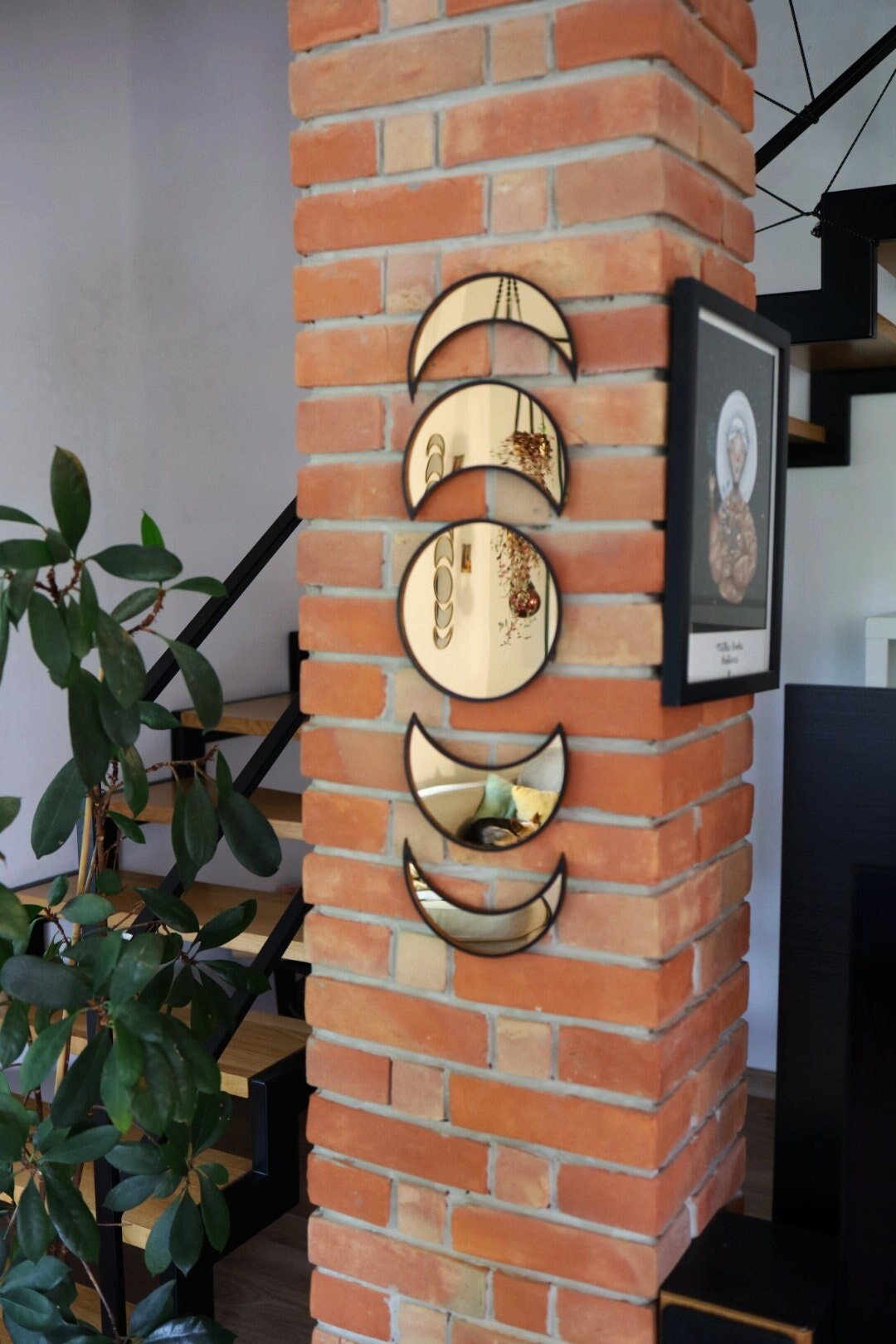 Moon Phase Mirror Set, Wall Home Decor, Boho - Etsy