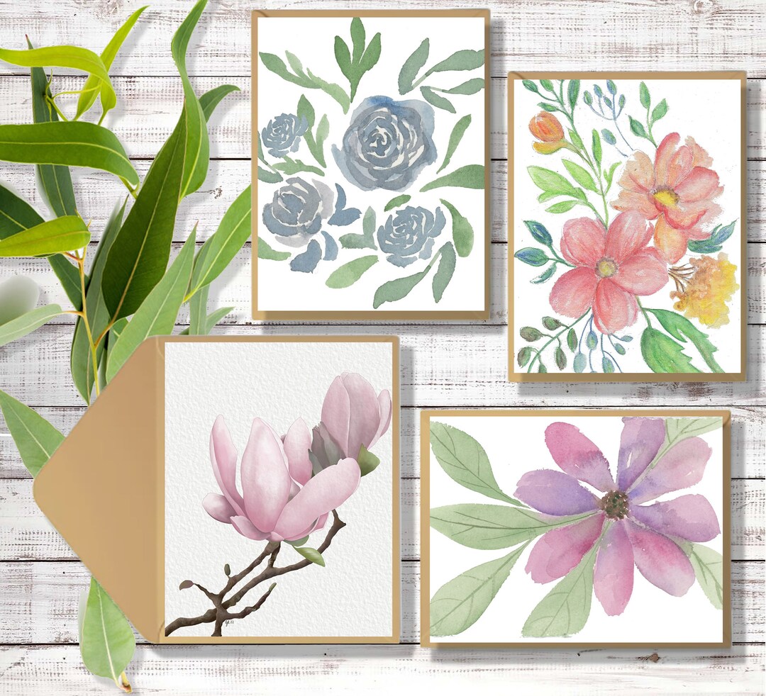 Flower Notecards Floral stationary Set of 8 - Etsy