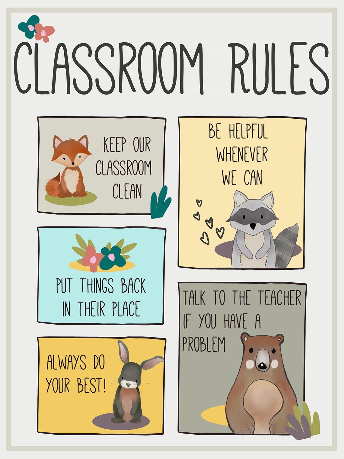 Classroom Decor Bundle Editable Forest Animals Classroom Rules ...