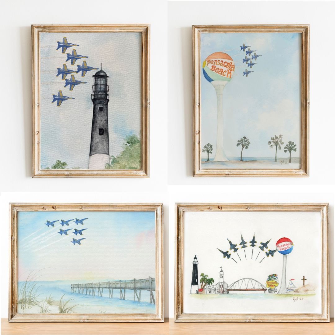 Digital Download of Original Watercolor Painting of Pensacola Landmarks ...