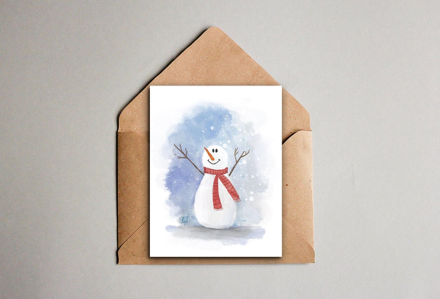 Happy Snowmen Notecards | Watercolor | Blank Inside | Original Artwork ...