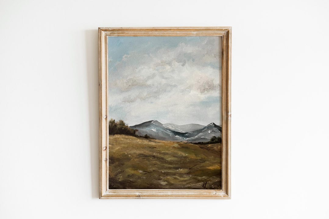 Digital Download of Vintage-style Hand-painted Acrylic Landscape ...