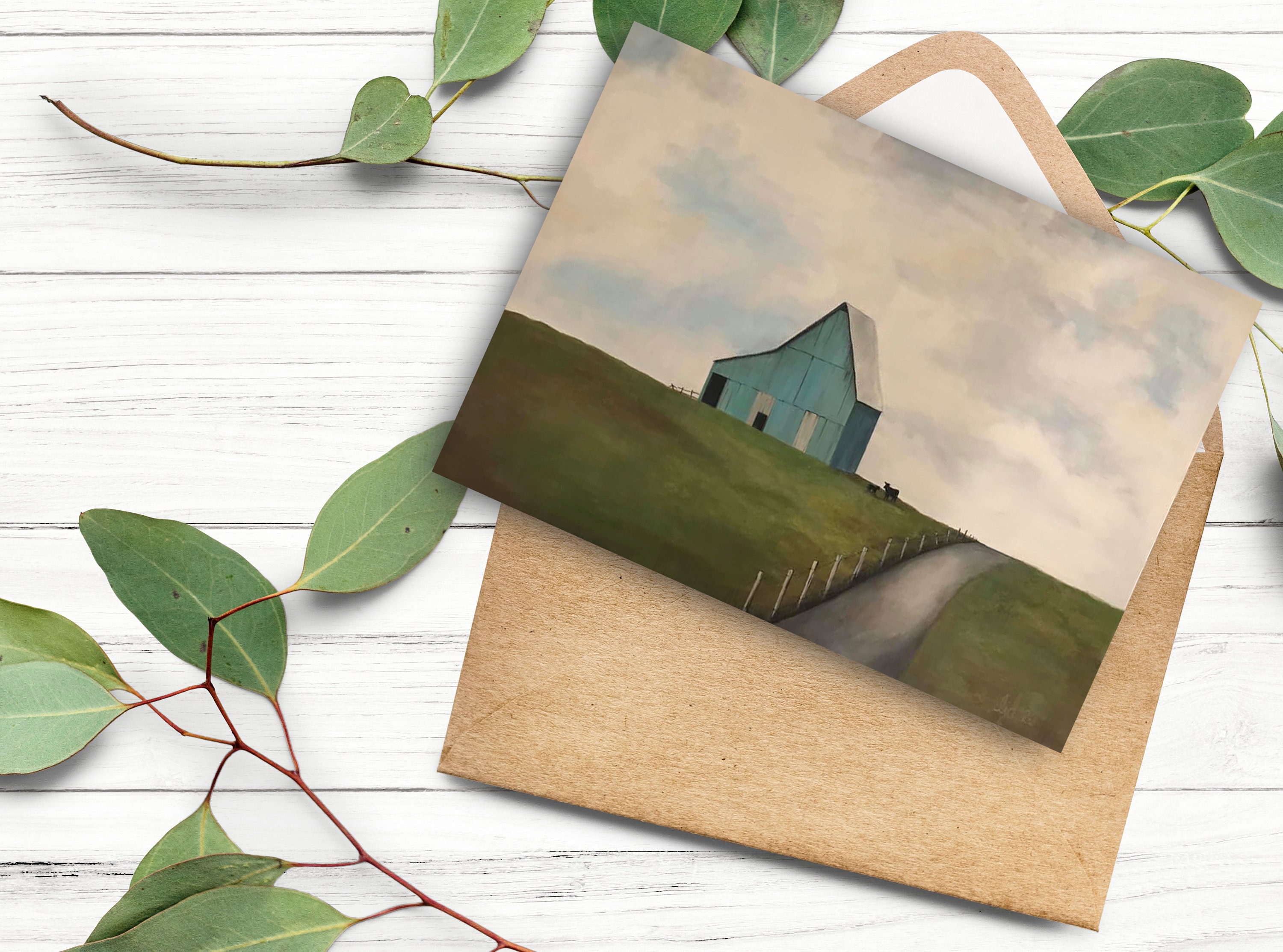 Farm Notecards | Cows | Barn | Pasture | Blank Inside | Original ...