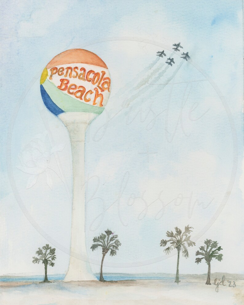 Pensacola Beach Notecards | Beach Ball | Blue Angels | Watercolor ...