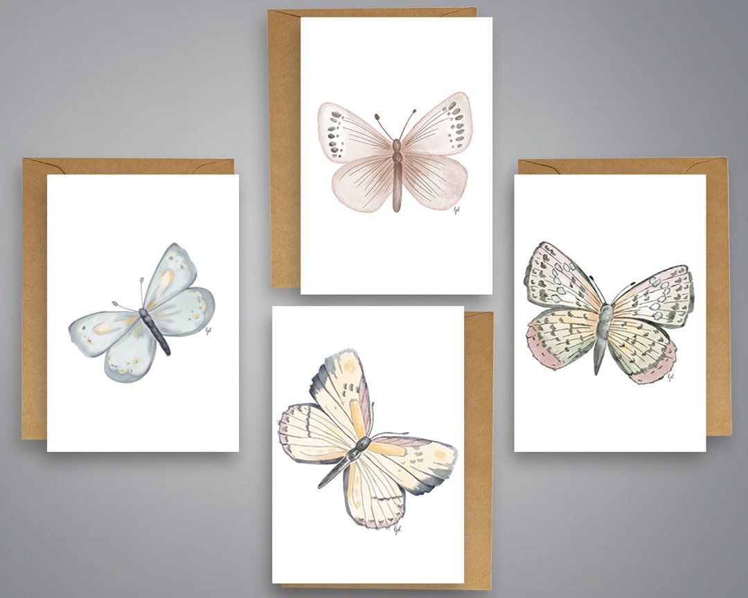 Butterfly Notecards | Blank Inside | Original Art | Greeting Card | Set ...