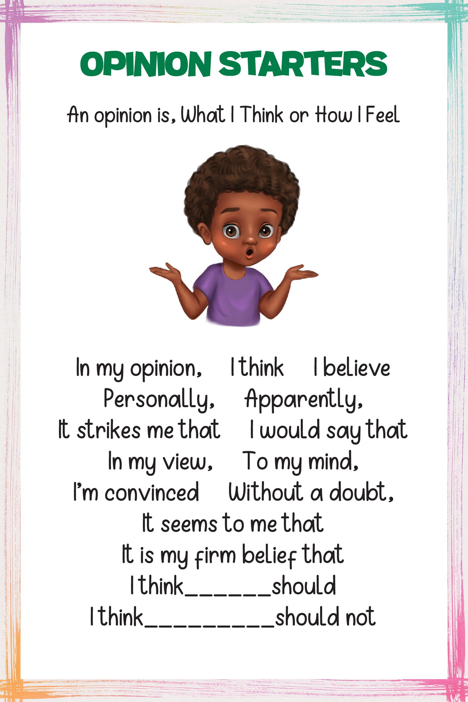 Opinion Writing Fun Learning Tool for Young Writers, Elementary Writing ...
