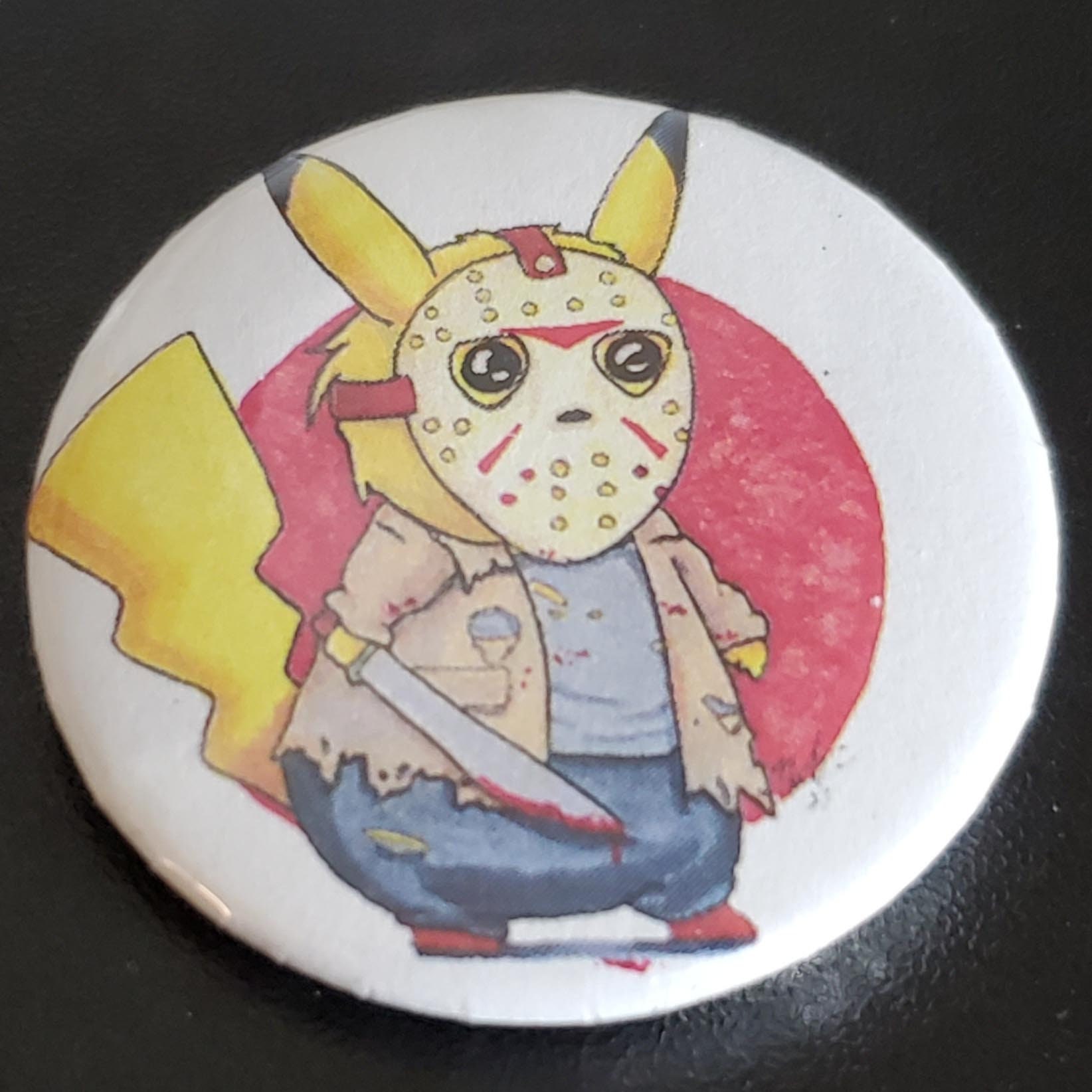 Horrorchu Button Pins Horror Icons, Pikachu, Elvira, Freddy, Chucky ...