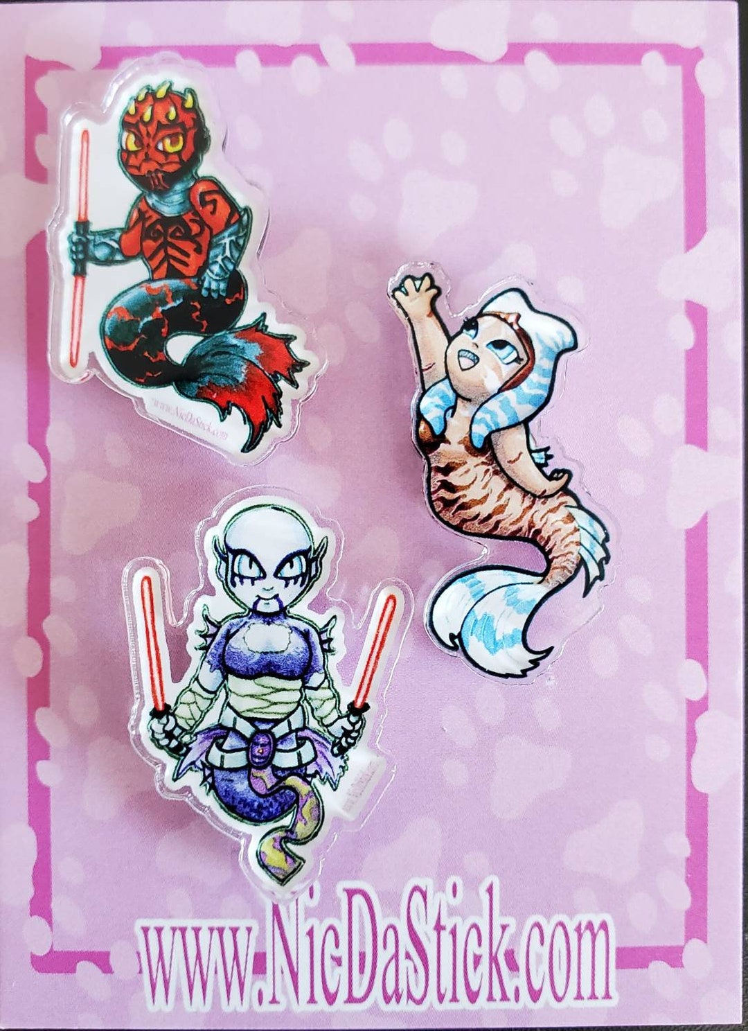 Mermaid Force Fan Made Pin Set - Star Wars Pin , Acrylic Pin, Mermaid ...