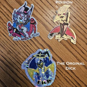 Assorted Hazbin Stickers - Hazbin Hotel, Nifty, Angel Dust, Husk, Alastor, Vinyl, Holographic ...
