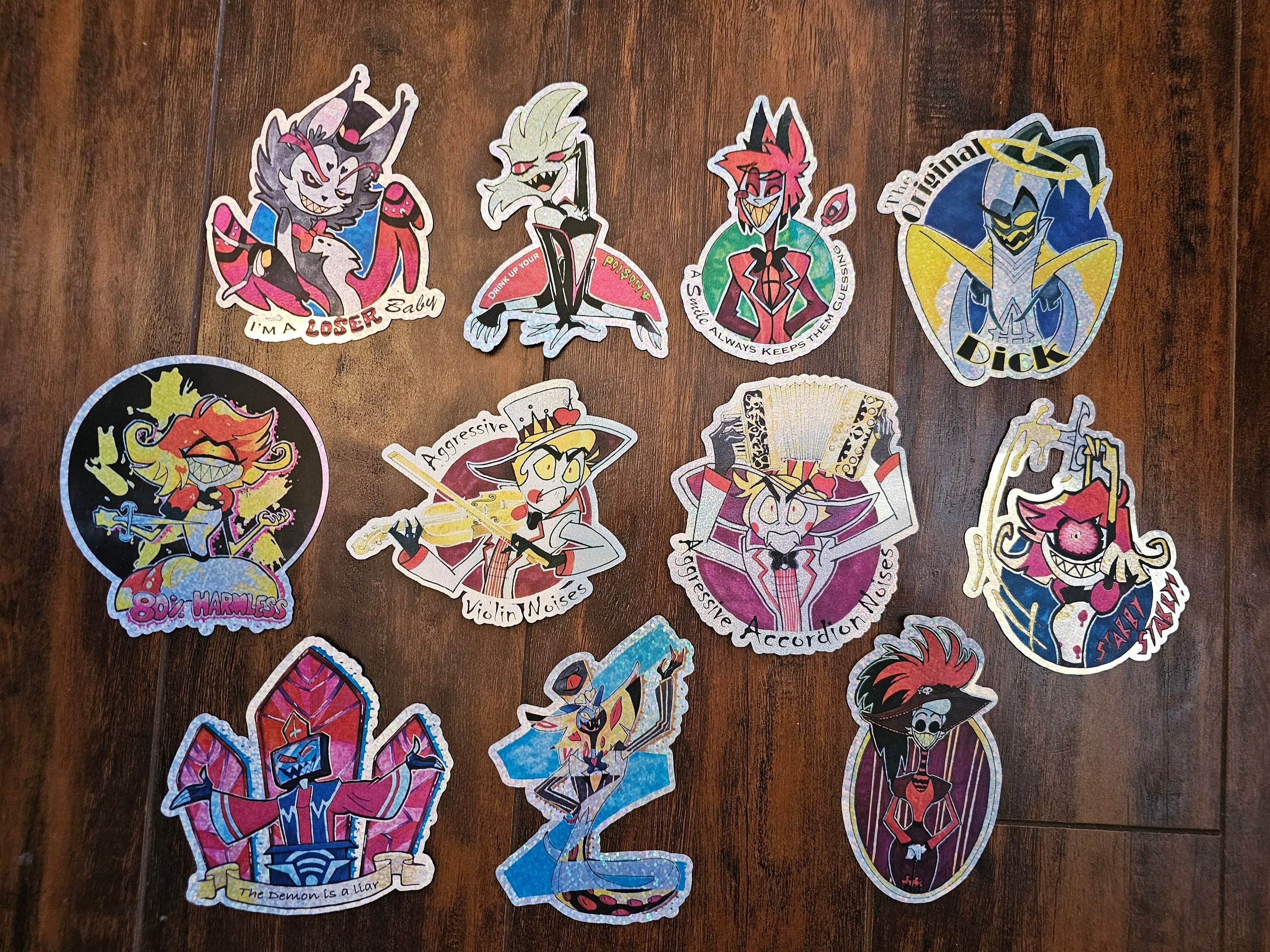 Assorted Hazbin Stickers Hazbin Hotel, Nifty, Angel Dust, Husk, Alastor ...