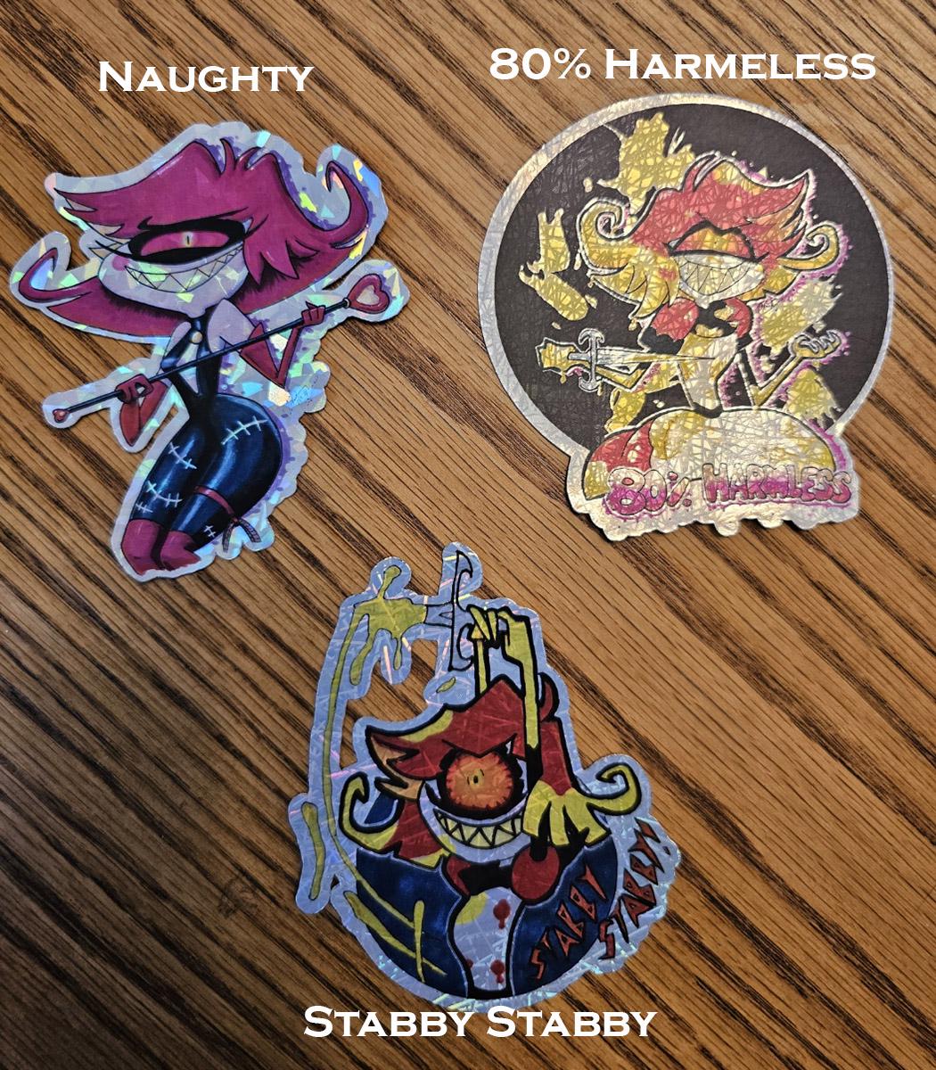 Assorted Hazbin Stickers - Hazbin Hotel, Nifty, Angel Dust, Husk ...