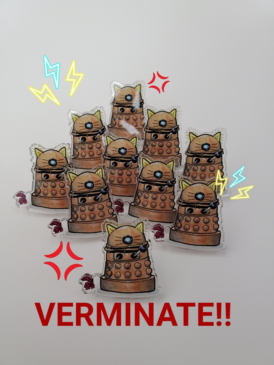 Dalkat Acrylic Pin -dalek, Cat Pin, Dalek Cat Pin, Dalek Pin, Doctor ...
