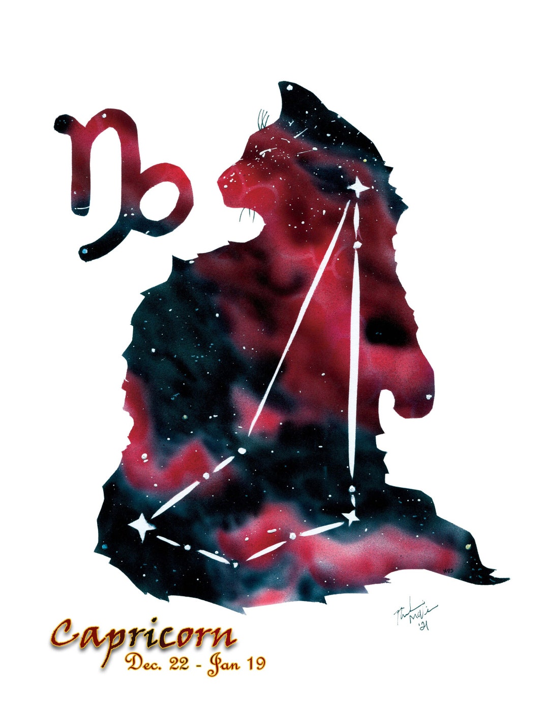 Der Steinbock Zodikat Druck Zodicat Art Sternzeichen Kunst - Etsy.de
