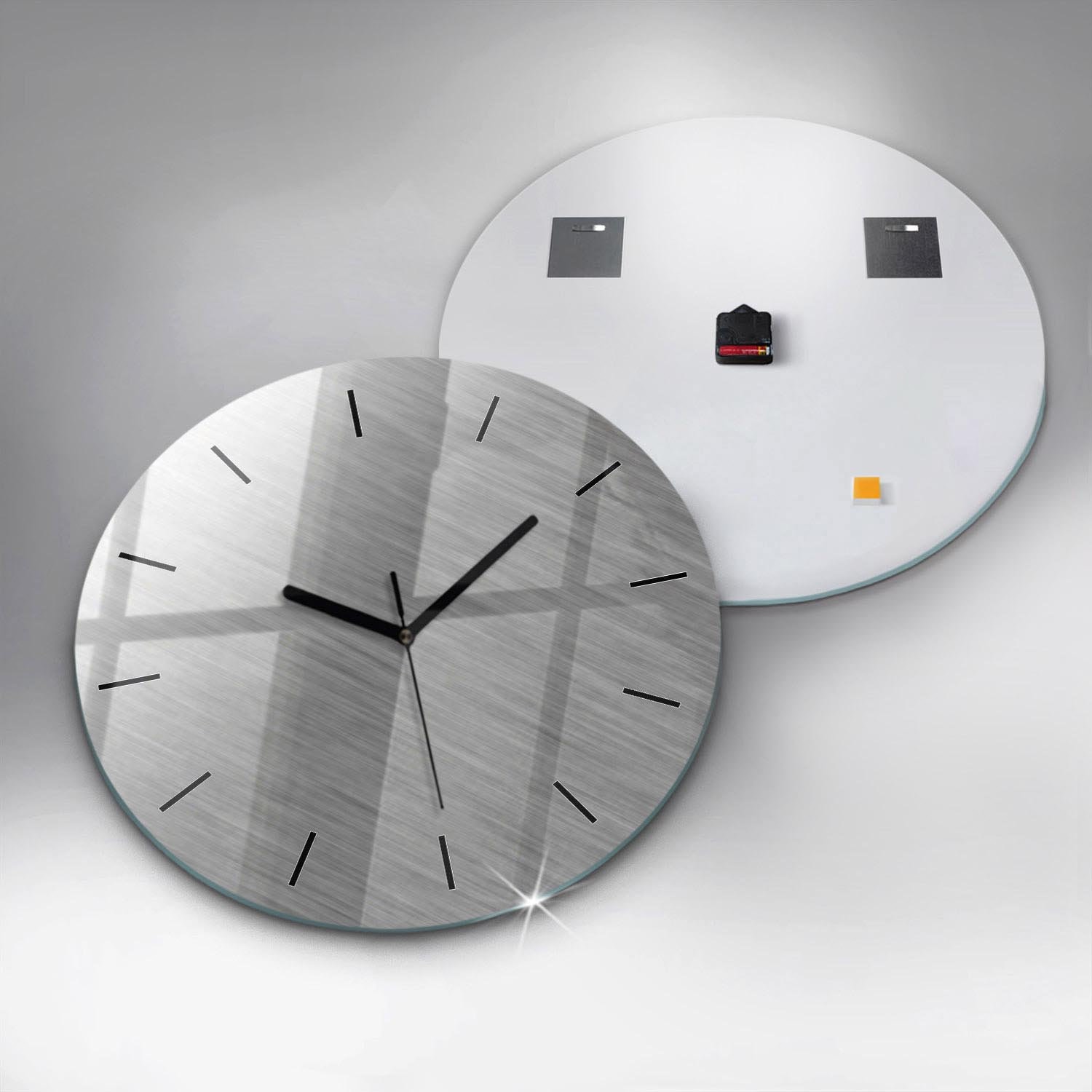 Metal Wall Glass Clock, Gray Printed Clock, Abstract Modern Wall Clock ...