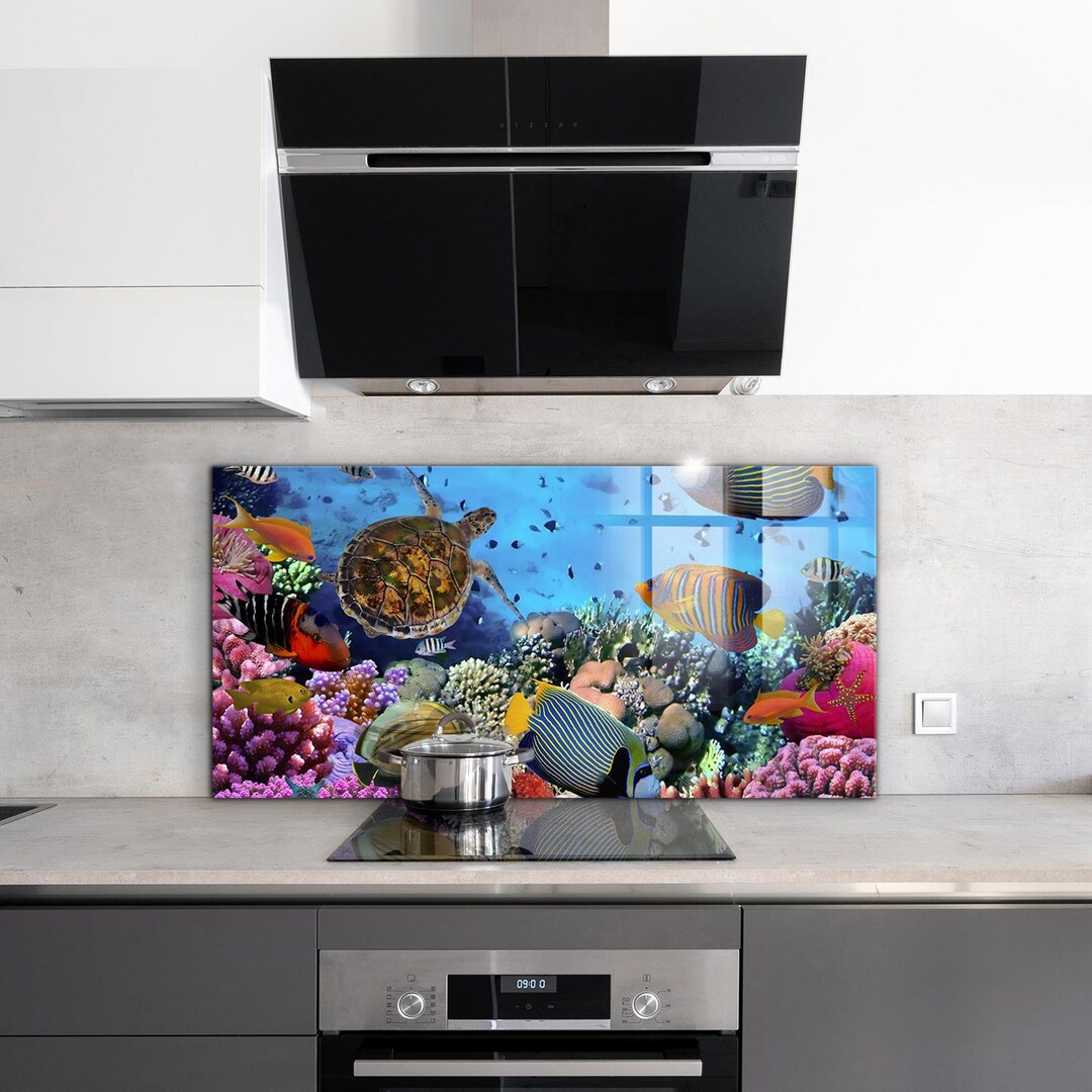 Coral Reef Caribbean Colorful Splashback, Kitchen Decor, High Quality ...