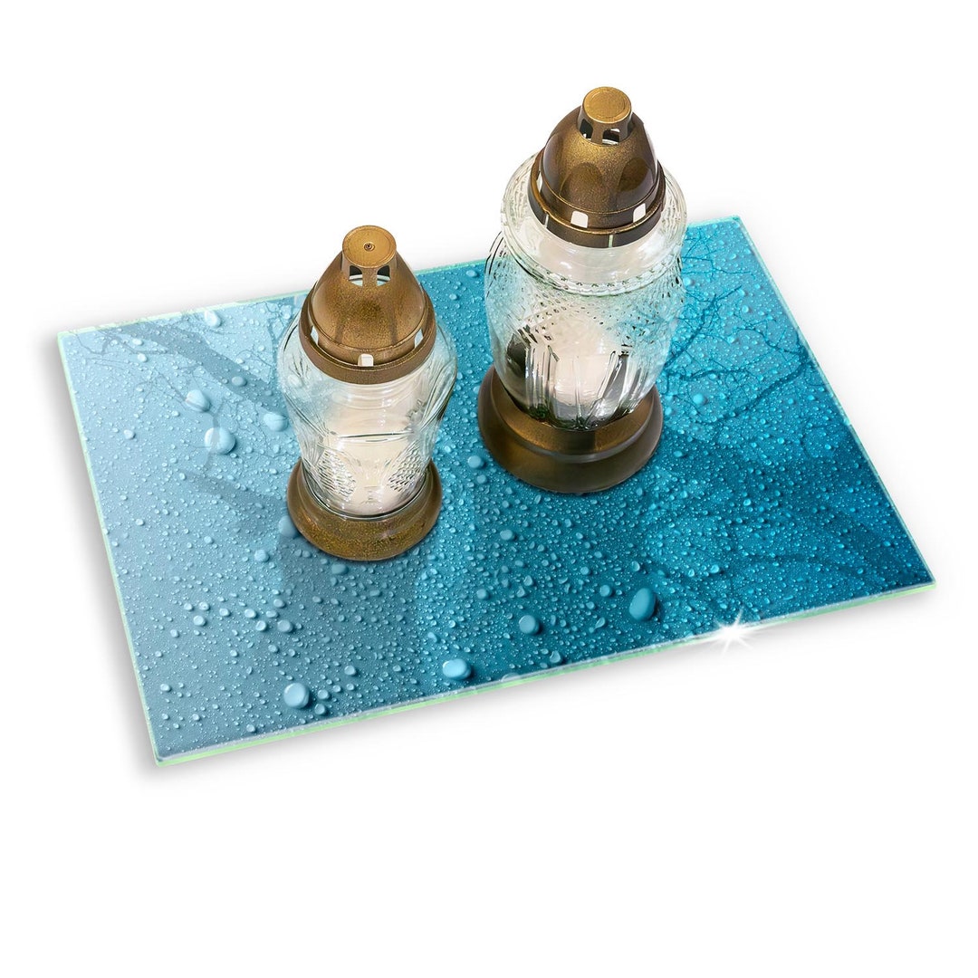 Water Drops Tempered Glass Base, Grave Lantern Holder, Organic Patterns ...