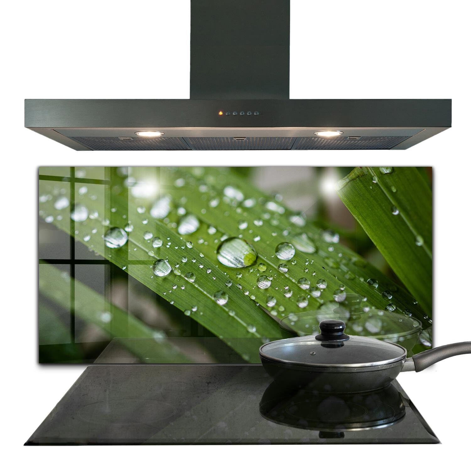 Drops of Dew on the Grass Green Splashback, Kitchen Decor, High Quality ...