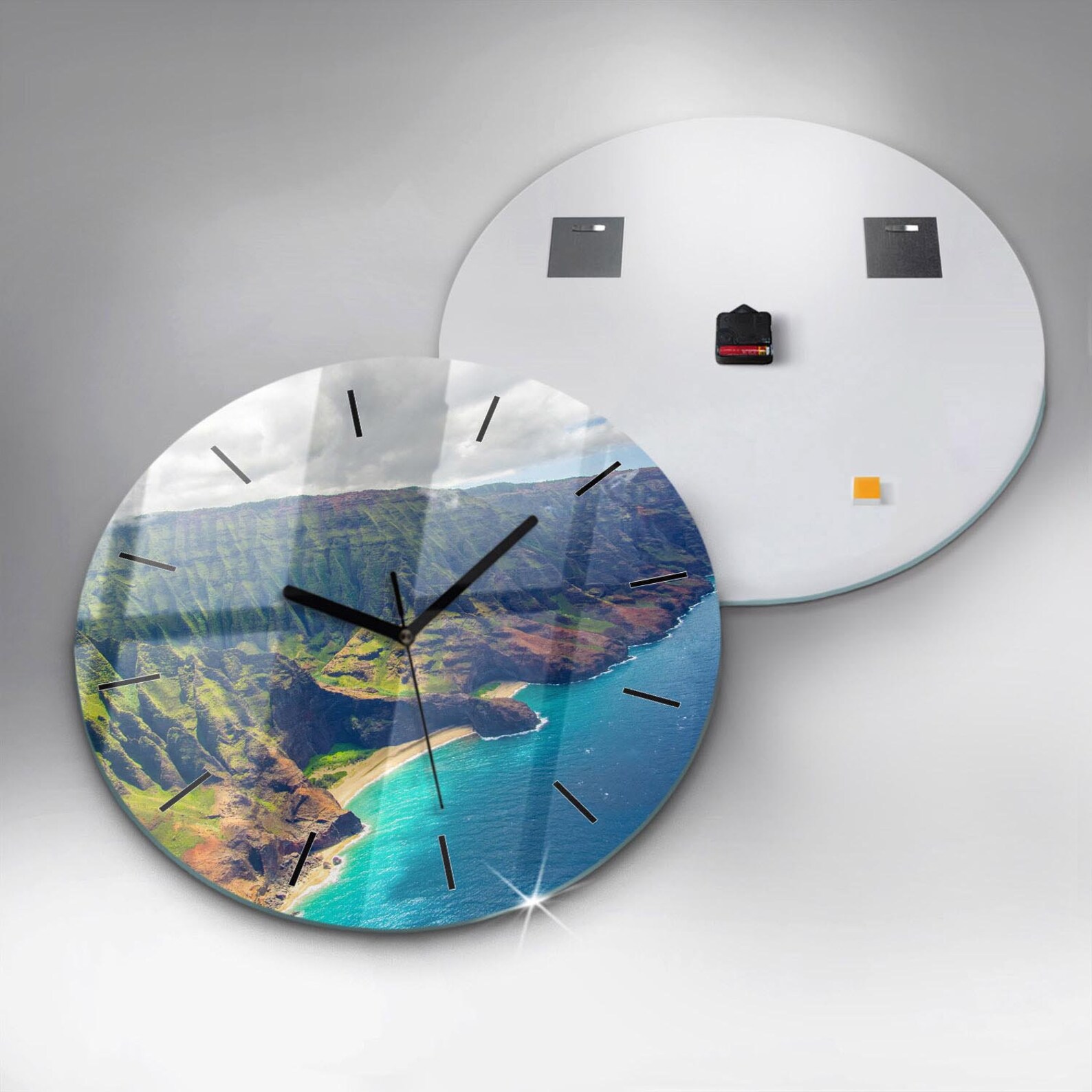The Sea in Hawaii Glass Clock, Blue Hanging Clock, City Printed Clock ...