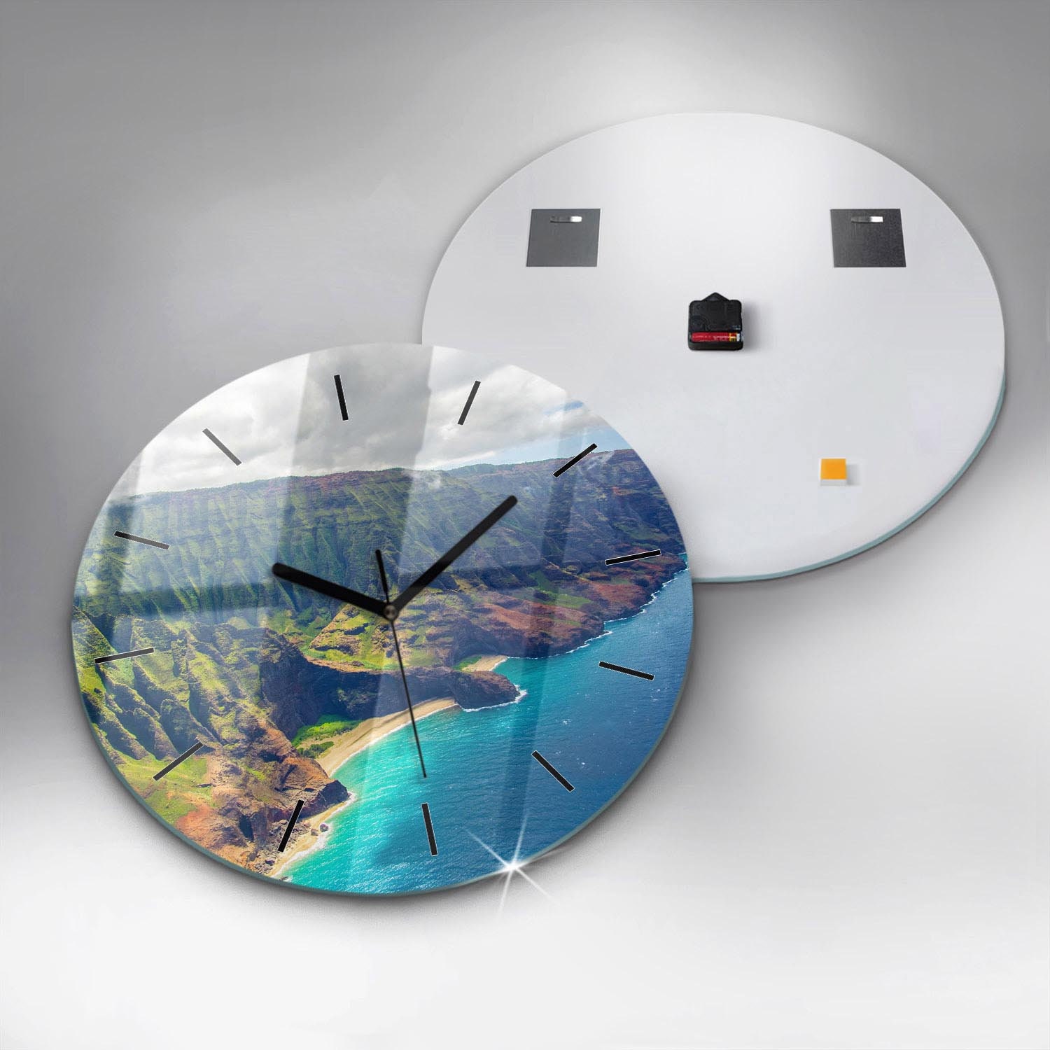 The Sea in Hawaii Glass Clock, Blue Hanging Clock, City Printed Clock ...
